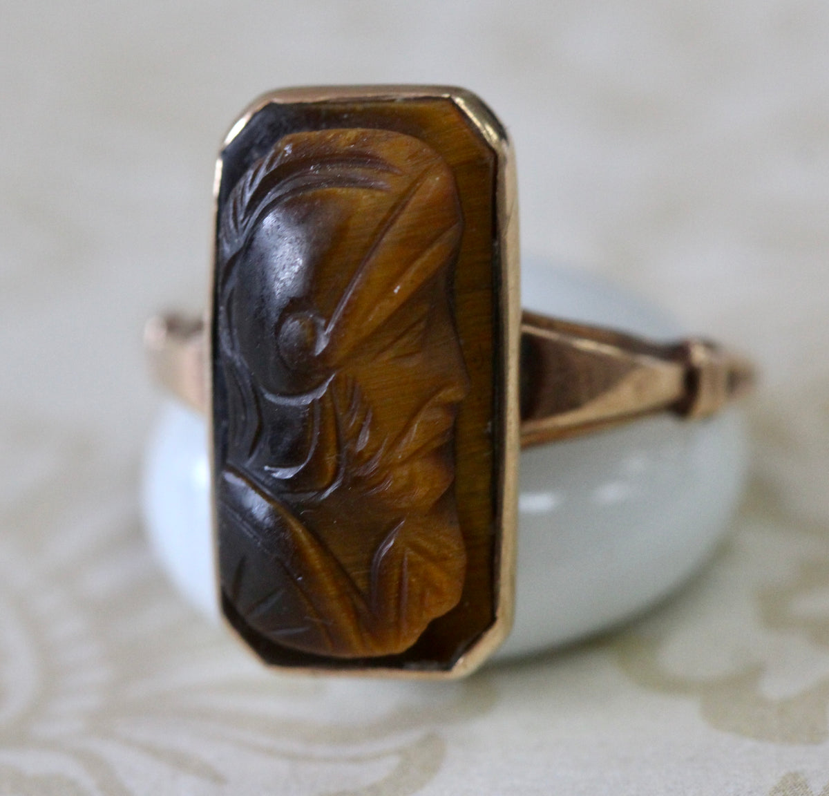 Carved Tiger Eye Ring ~ VICTORIAN – Fancy Flea Antiques