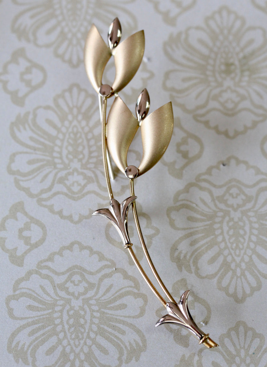 Flower & Stem Pin with brushed finish – Fancy Flea Antiques