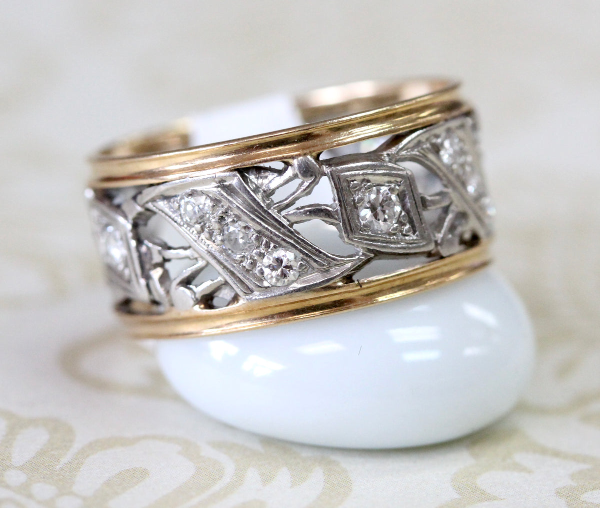 Diamond Two Tone Band ~ ETERNITY – Fancy Flea Antiques