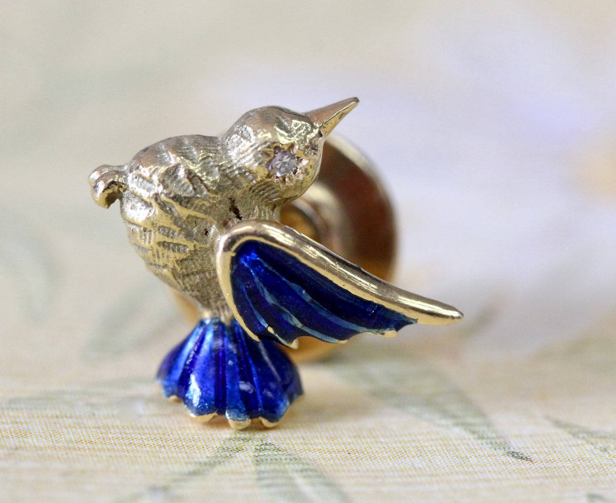 Enamel & Gold Bird Tie tack ~ VINTAGE – Fancy Flea Antiques